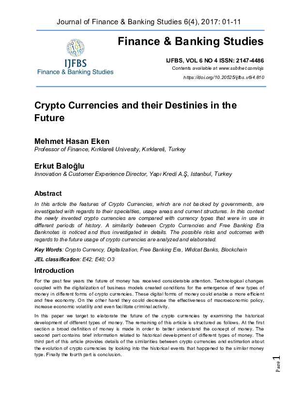 (PDF) Crypto Currencies and Their Destinies in The Future