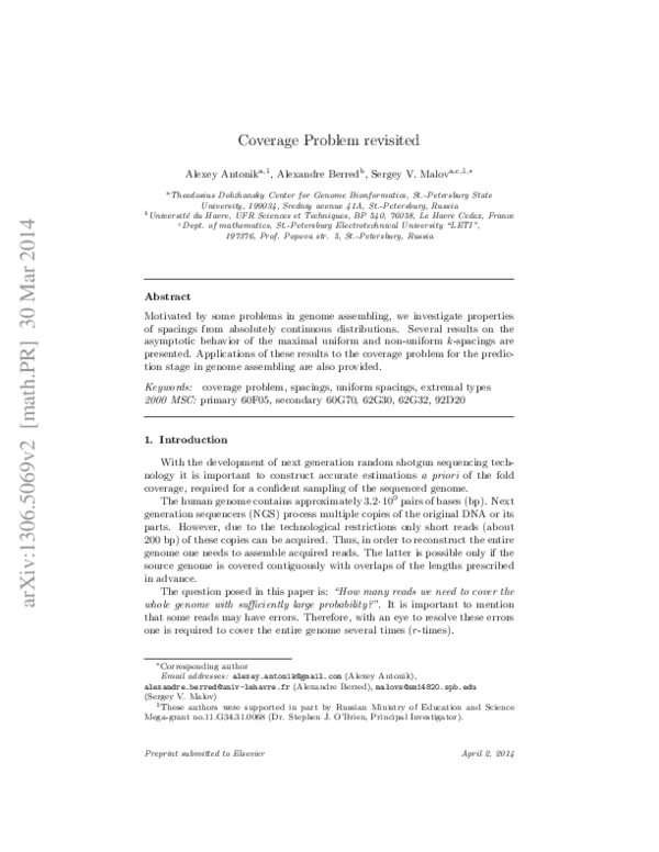 (PDF) Coverage Problem Revisited