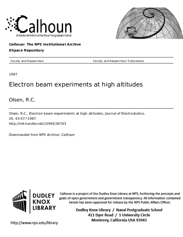 (PDF) High Altitude Electron Beam- Plasma Interaction Experiments