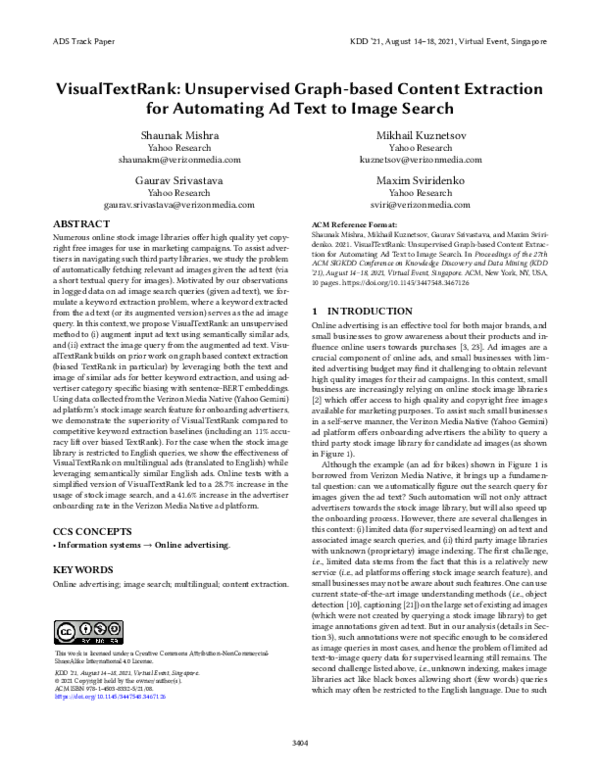 (PDF) VisualTextRank: Unsupervised Graph-based Content Extraction for Automating Ad Text to ...