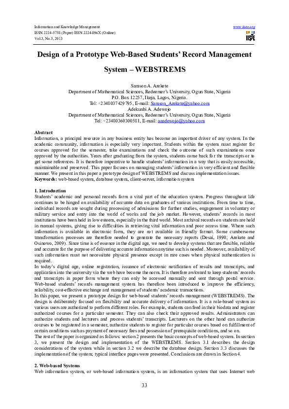 (PDF) Design of a Prototype Web-Based Students’ Record Management ...