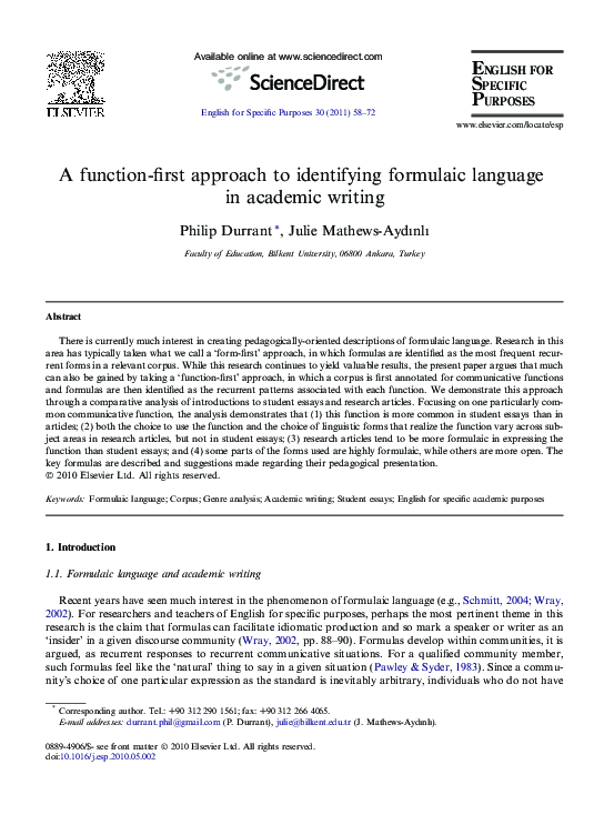 (PDF) A function-first approach to identifying formulaic language in ...