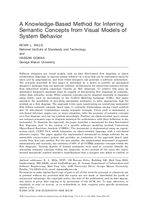 (PDF) A knowledge-based method for inferring semantic concepts from visual models of system behavior