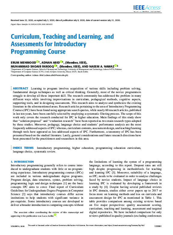 (PDF) Curriculum, Teaching and Learning, and Assessments for ...