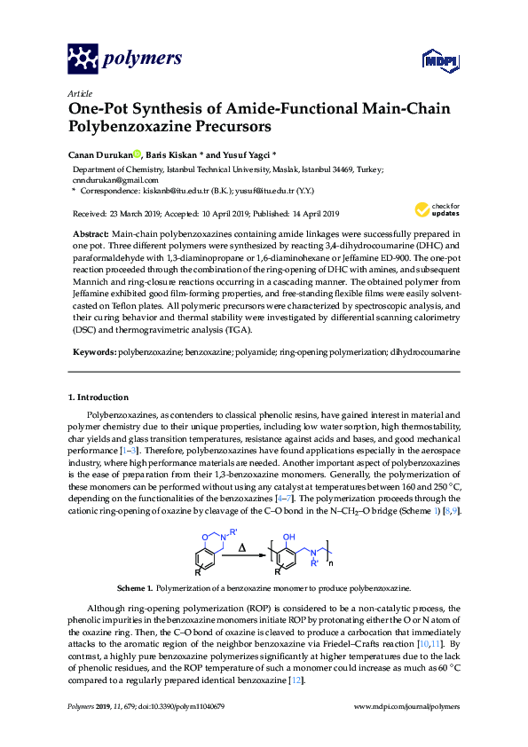 (PDF) One-Pot Synthesis of Amide-Functional Main-Chain Polybenzoxazine ...