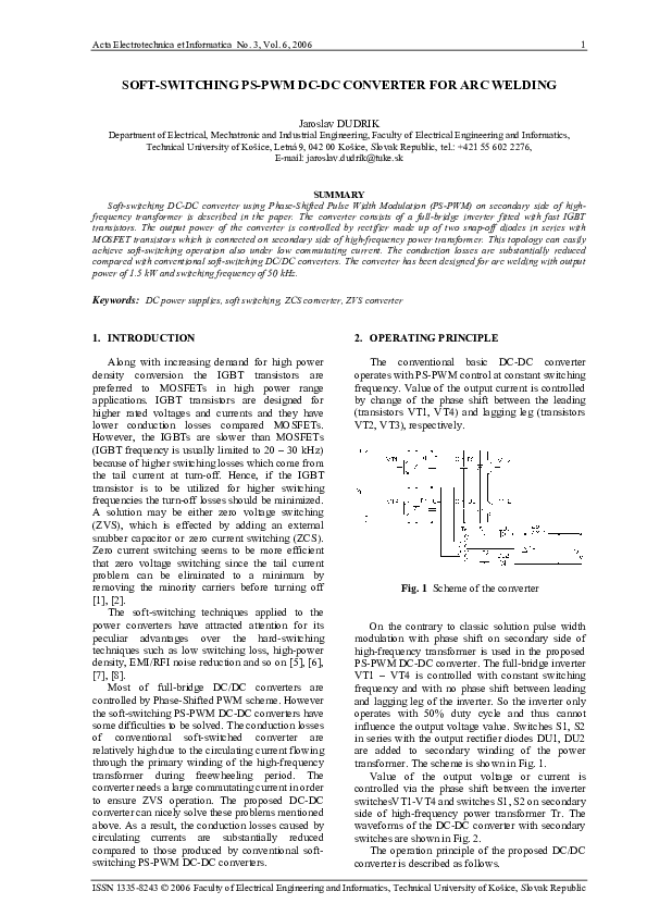 (PDF) Soft-Switching PS-PWM DC-DC Converter for Arc Welding