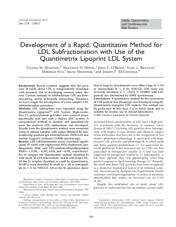 (PDF) Development of a rapid, quantitative method for LDL ...