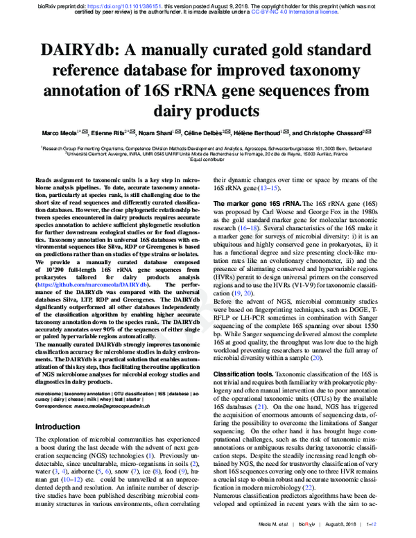 (PDF) DAIRYdb: A manually curated gold standard reference database for ...