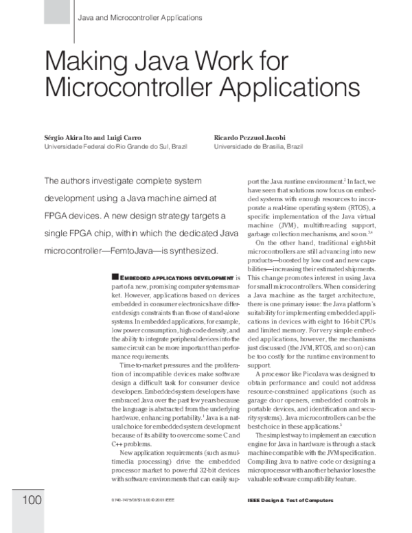 (PDF) Making Java work for microcontroller applications