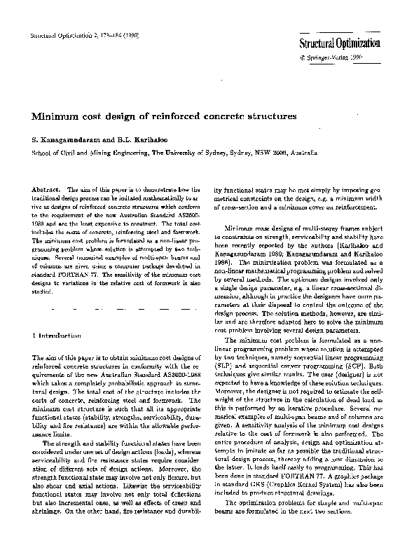Pdf Cost Effective Reinforced Concrete Design