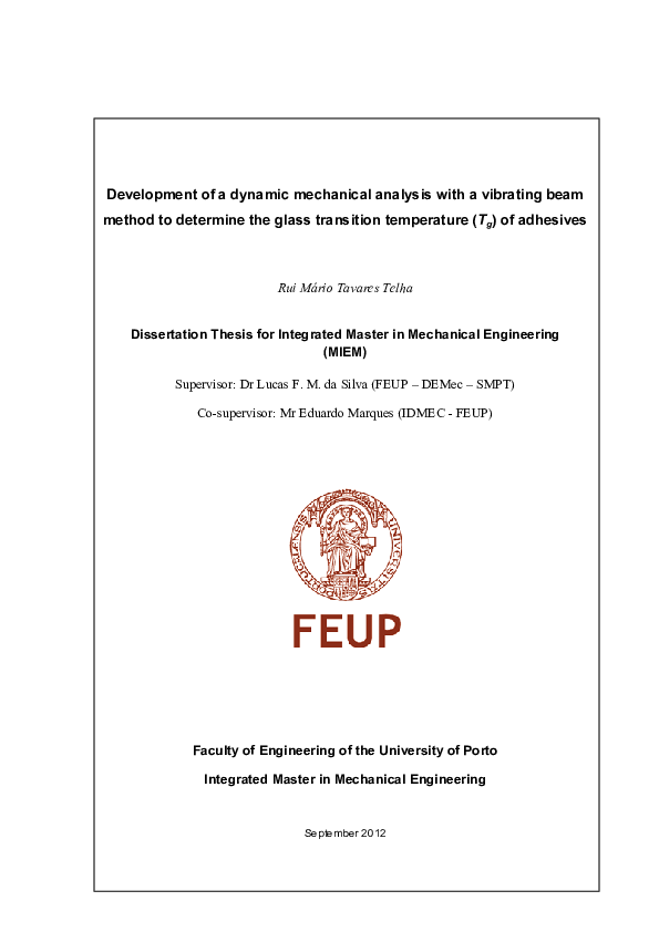 (PDF) Development of a dynamic mechanical analysis with a vibrating beam method to determine the ...