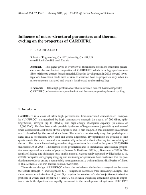 (PDF) Influence of micro-structural parameters and thermal cycling on ...