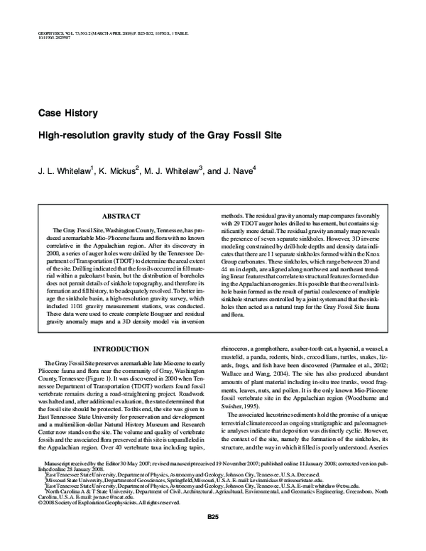 (PDF) High-resolution gravity study of the Gray Fossil Site | Jerry ...