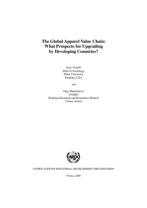 (PDF) The global apparel value chain: what prospects for upgrading by ...