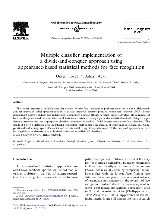 (PDF) Multiple classifier implementation of a divide-and-conquer approach using appearance-based ...