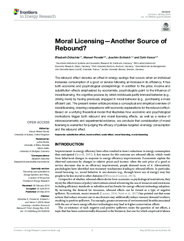 (PDF) Moral Licensing—Another Source of Rebound?