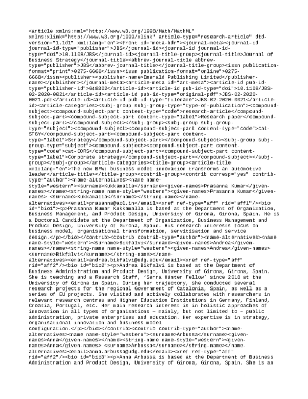 The new BMW: business model innovation transforms an automotive leader