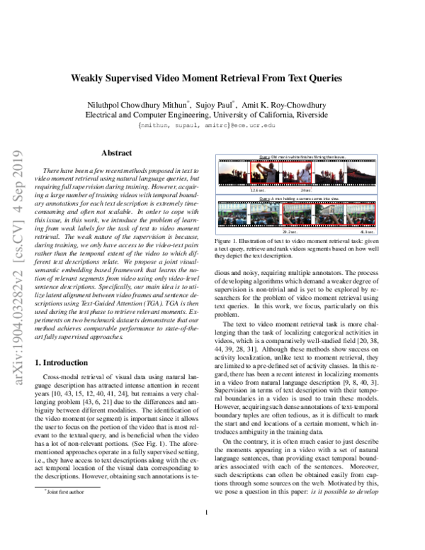 (PDF) Weakly Supervised Video Moment Retrieval From Text Queries