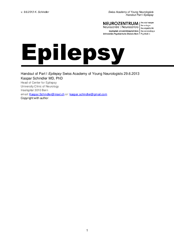 (PDF) Epilepsy Handout of Part I Epilepsy Swiss Academy of Young ...