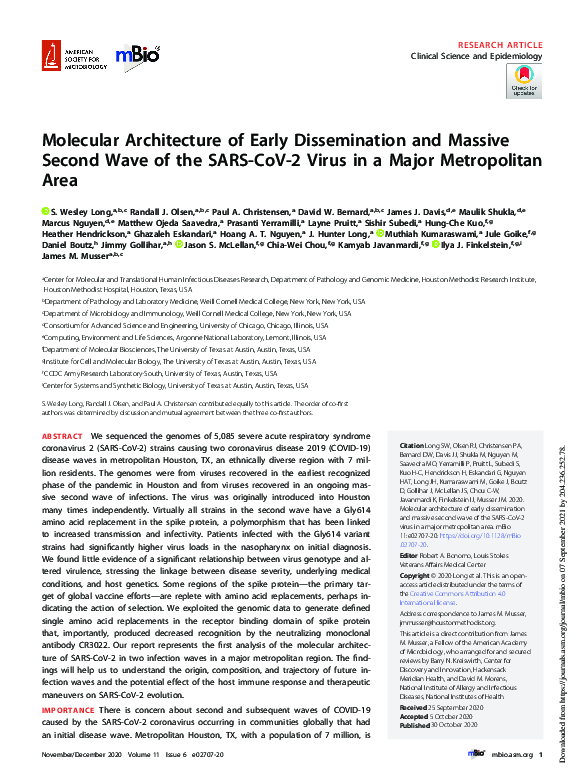 (PDF) Molecular Architecture of Early Dissemination and Massive Second ...