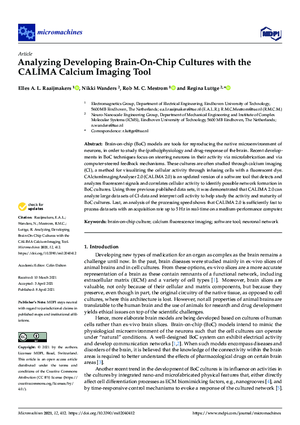 (PDF) Analyzing Developing Brain-On-Chip Cultures with the CALIMA ...