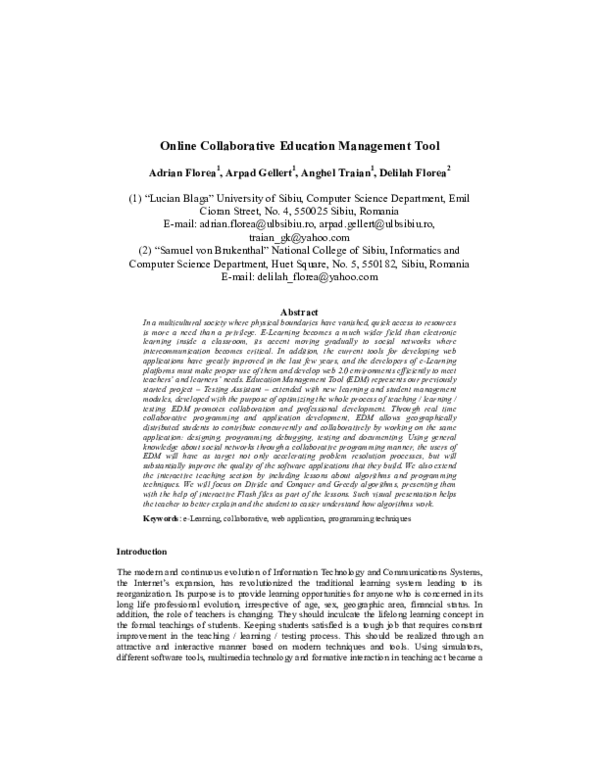 (PDF) Online Collaborative Education Management Tool