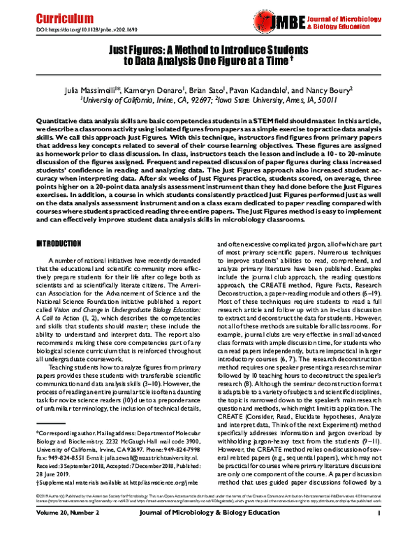 (PDF) Just Figures: A Method to Introduce Students to Data Analysis One ...