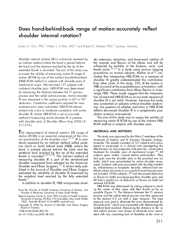 (PDF) Does hand-behind-back range of motion accurately reflect shoulder ...