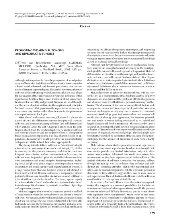 (PDF) Promoting Women's Autonomy and Reproductive Choice