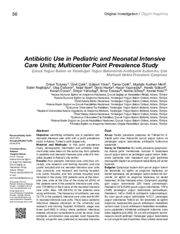 (PDF) Antibiotic Use in Pediatric and Neonatal Intensive Care Units ...