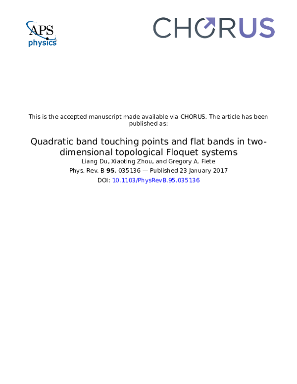 (PDF) Quadratic band touching points and flat bands in two-dimensional ...