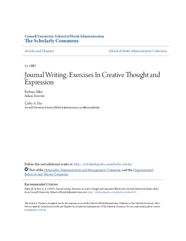 (PDF) Journal Writing: Exercises in Creative Thought and Expression