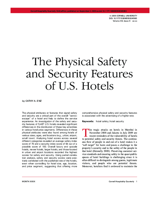 (PDF) The Physical Safety and Security Features of U.S. Hotels