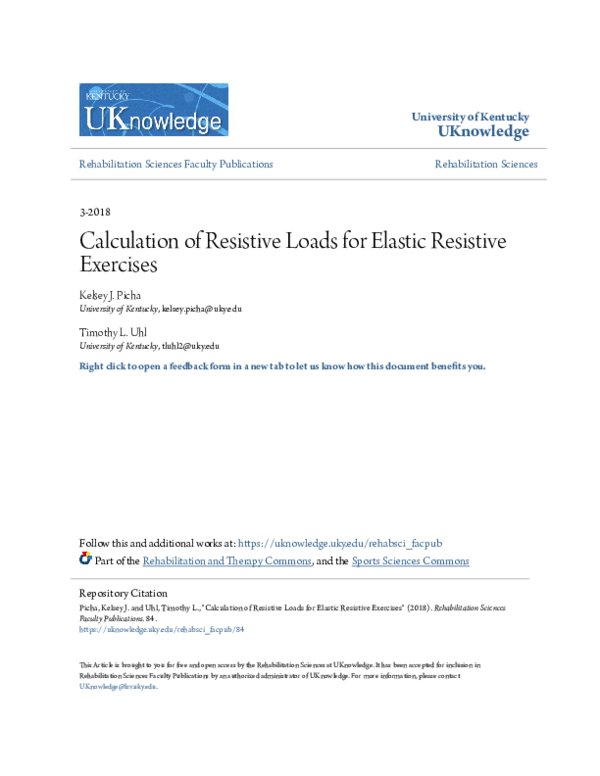 (PDF) Calculation of Resistive Loads for Elastic Resistive Exercises
