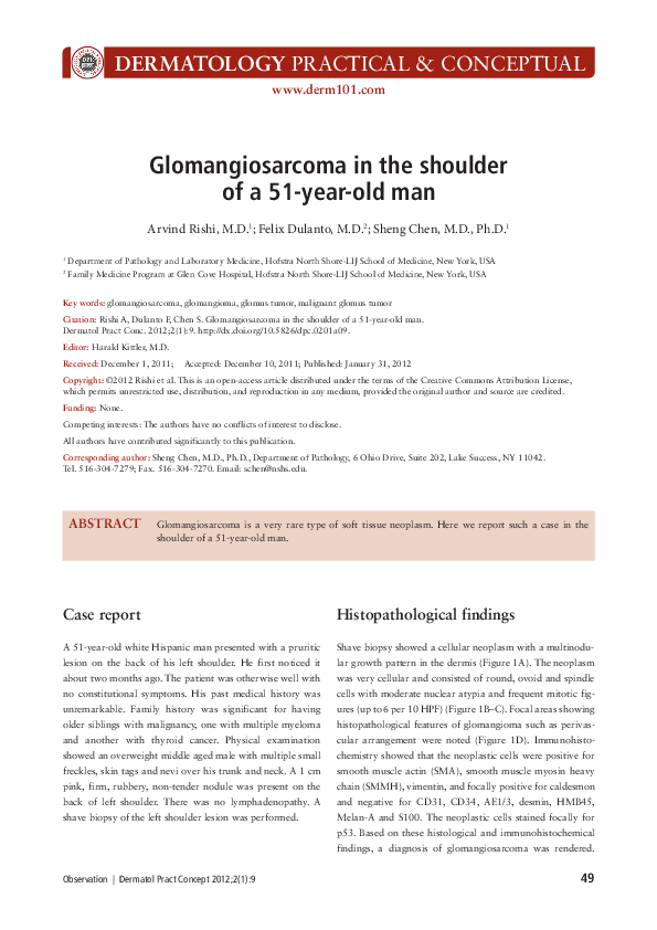 (PDF) Glomangiosarcoma in the shoulder of a 51-year-old man