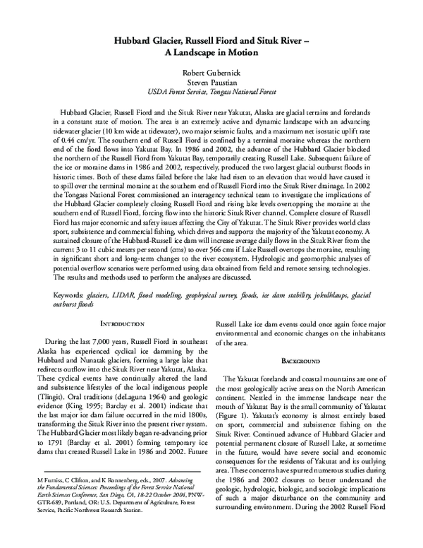 (PDF) Hubbard Glacier, Russell Fiord and Situk River - A Landscape in ...