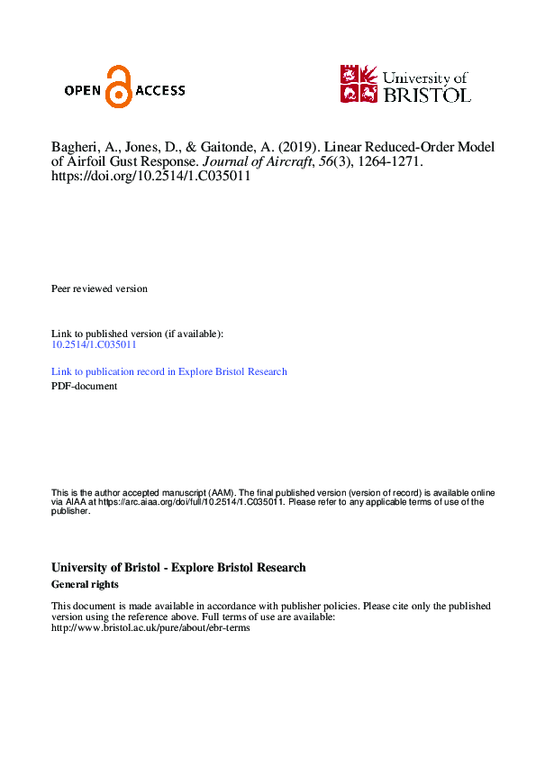(PDF) Linear Reduced-Order Model of Airfoil Gust Response