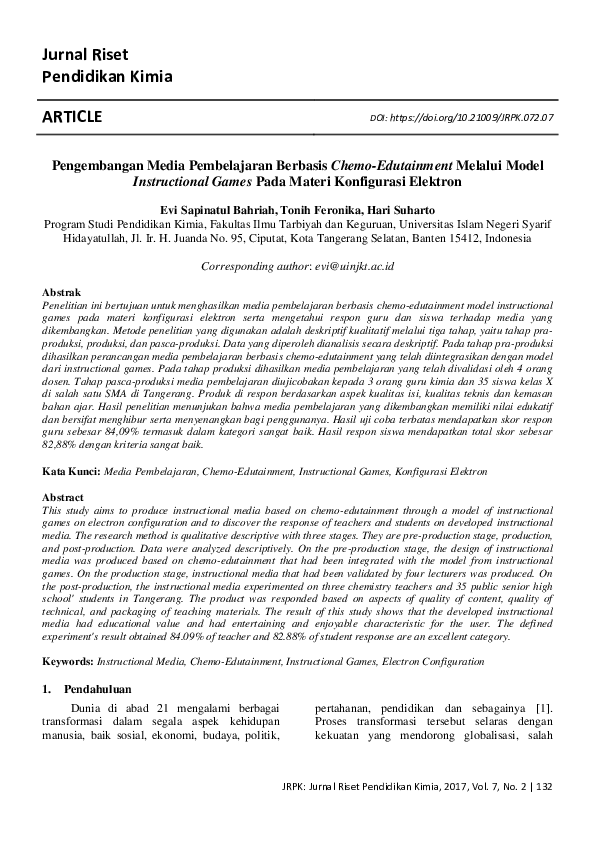 (PDF) Pengembangan Media Pembelajaran Berbasis Chemo-Edutainment ...