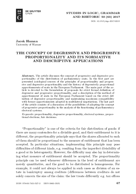 (PDF) The Concept of Degressive and Progressive Proportionality and Its ...