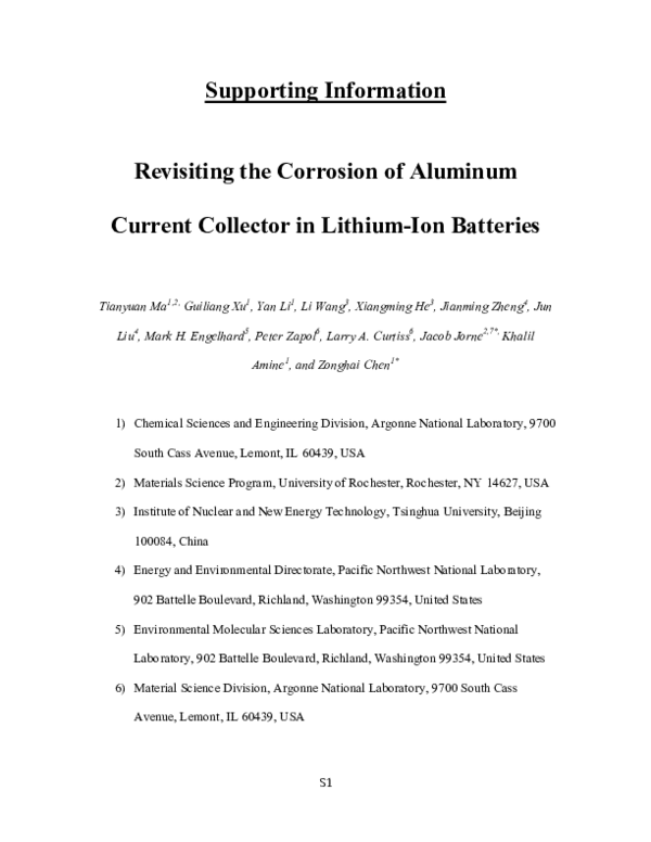 (PDF) Revisiting the Corrosion of the Aluminum Current Collector in ...