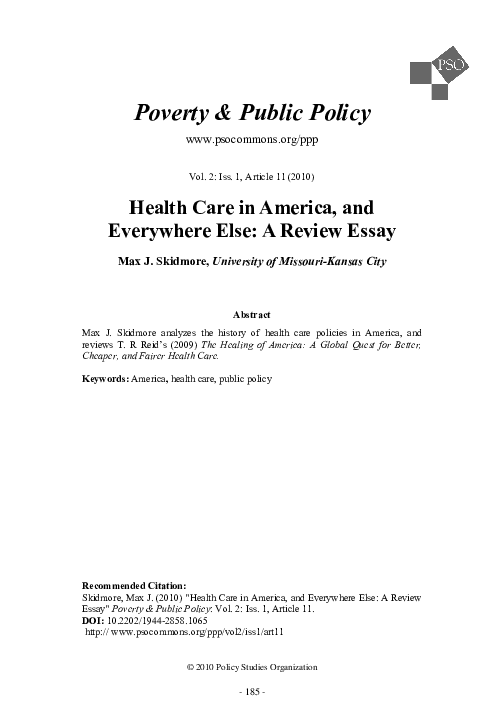 (PDF) Health Care in America, and Everywhere Else: A Review Essay