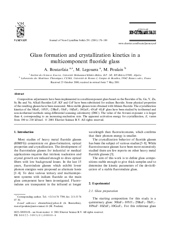 (PDF) Glass formation and crystallization kinetics in a multicomponent ...