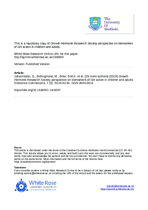 (PDF) Growth Hormone Research Society perspective on biomarkers of GH ...