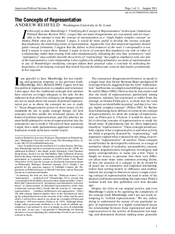 (PDF) The Concepts of Representation