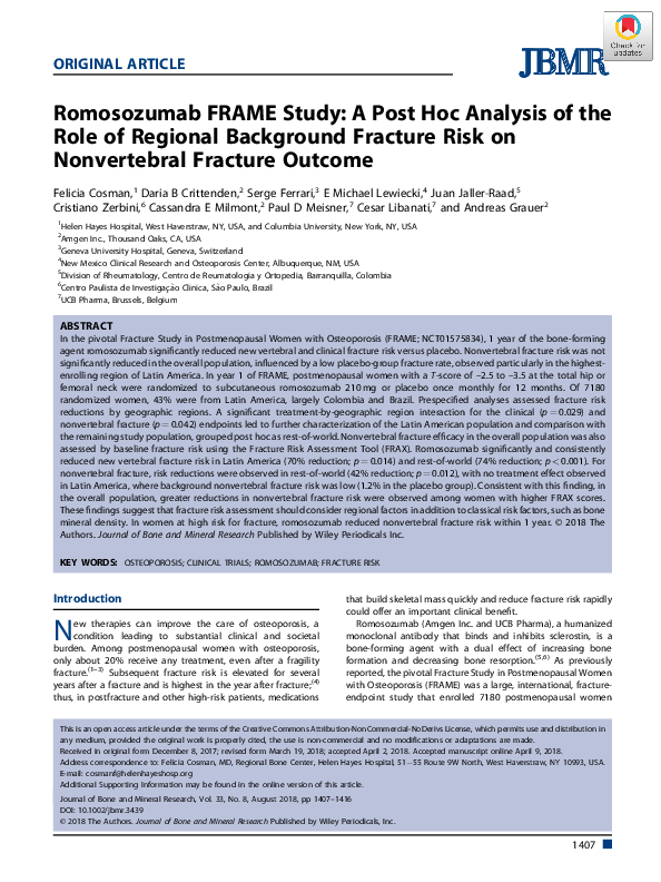 (PDF) Romosozumab FRAME Study: A Post Hoc Analysis of the Role of ...