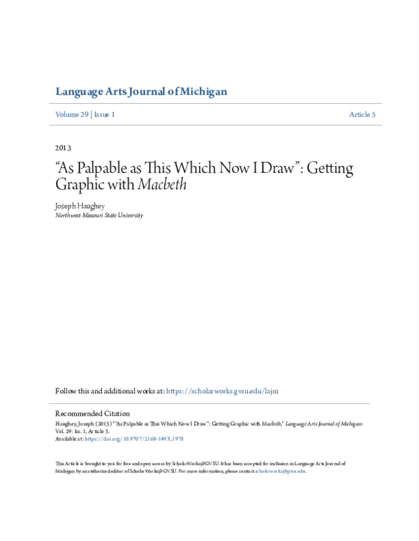 (PDF) “As Palpable as This Which Now I Draw”: Getting Graphic with Macbeth