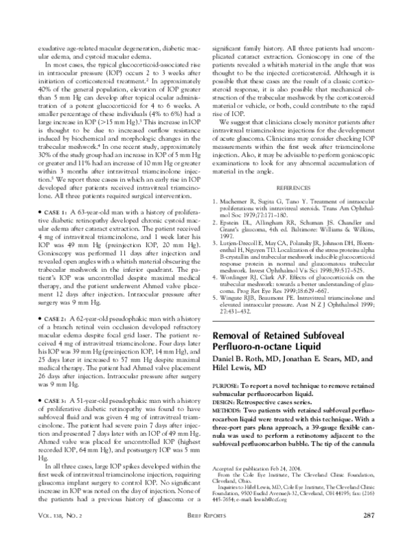 (PDF) Removal of retained subfoveal perfluoro-n-octane liquid ...
