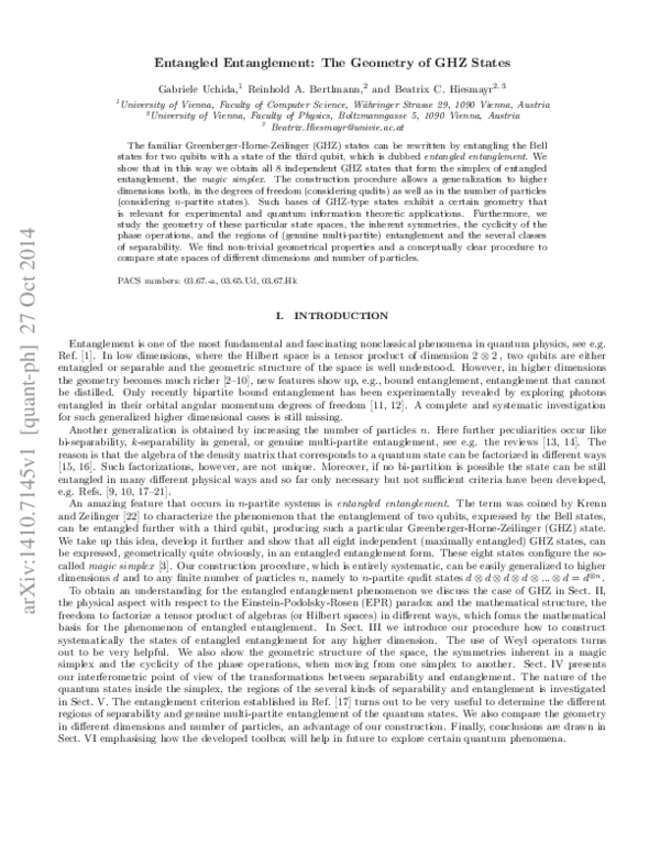 (PDF) Entangled entanglement: A construction procedure