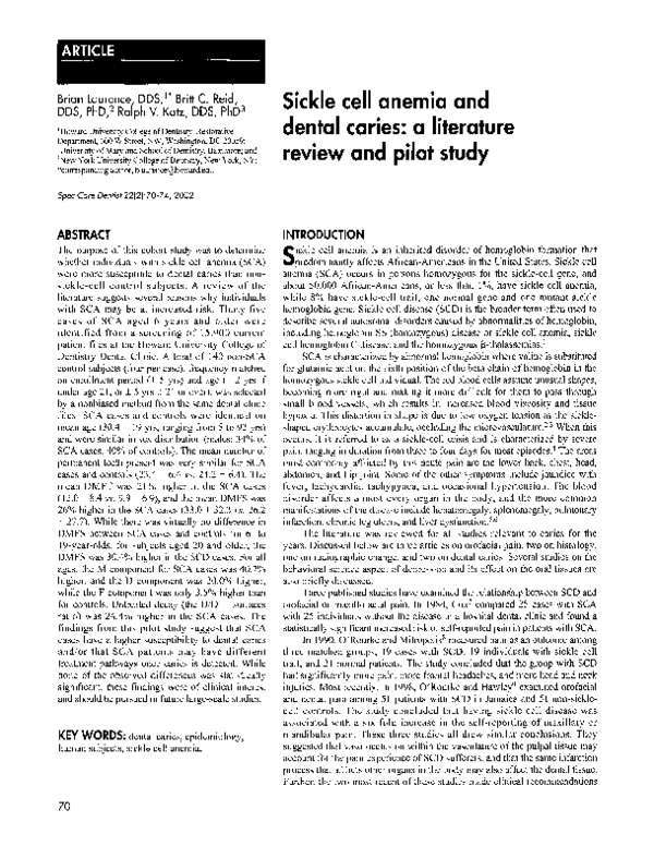 (PDF) Sickle cell anemia and dental caries: a literature review and ...
