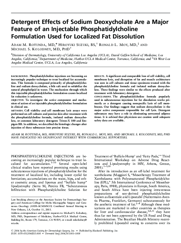 (PDF) Detergent effects of sodium deoxycholate are a major feature of ...